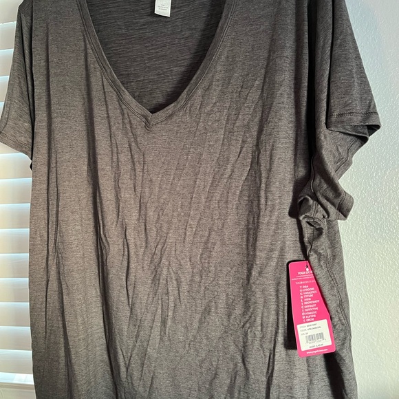 Yogalicious | Tops | Yogalicious Charcoal Vneck Short Sleeve Tee | Poshmark
